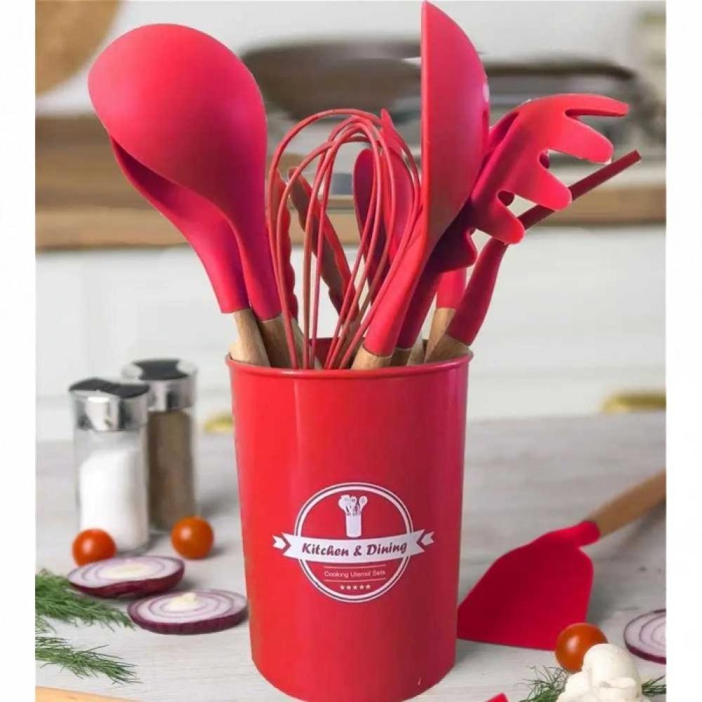 12PCS Non-Stick Silicone Cooking Tools Kitchen Gadgets Utensils Set ...