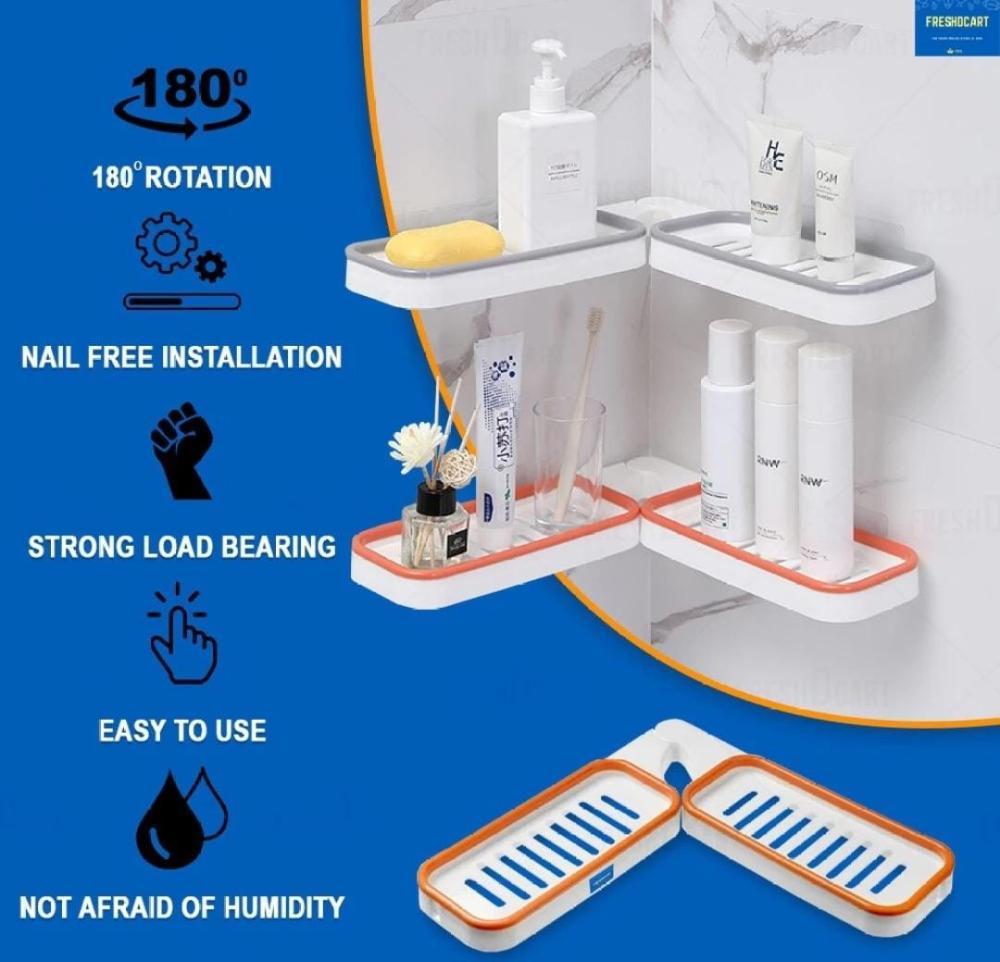 Rotating bathroom shelf